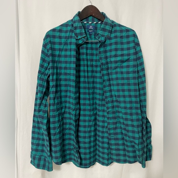 George | Shirts | George Green Checkered Button Down Shirt L Slim Fit ...